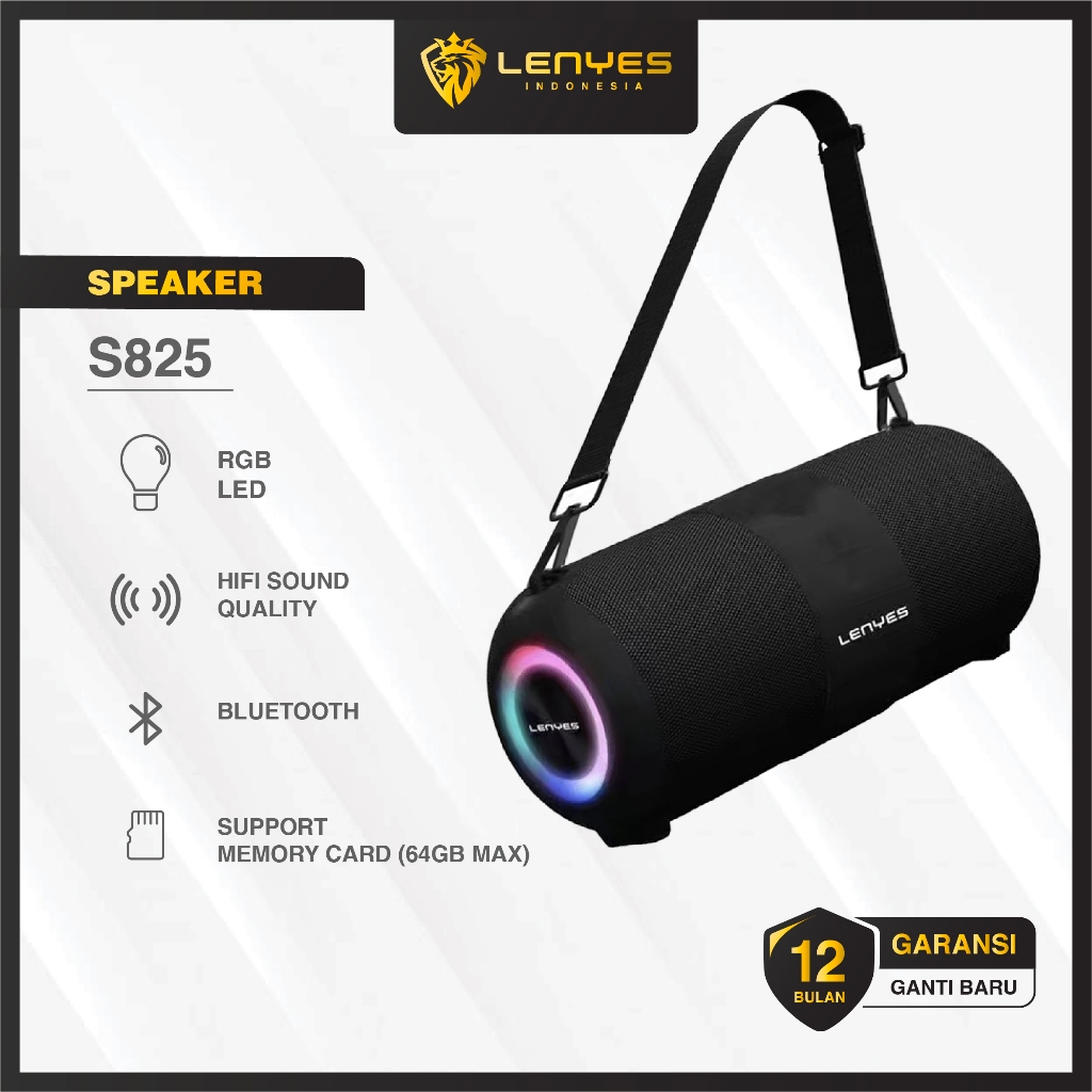 Jual LENYES S825 Colorfull Lights Wireless Speaker Bluetooth 5.3 Portable Hifi Stereo DSP TWS ...
