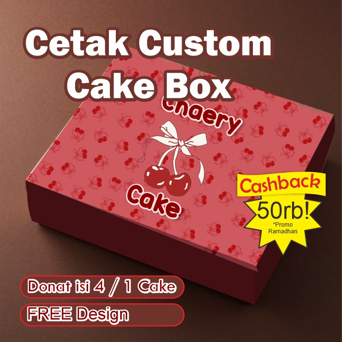 Jual BOX DONAT ISI 4 / FREE DESIGN (BISA REQ CUSTOM UKURAN & DESIGN ...