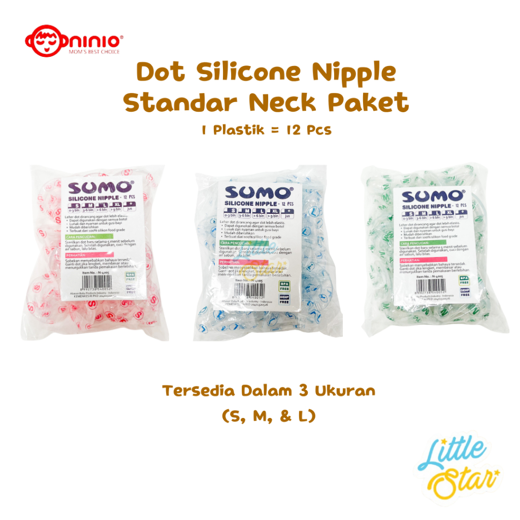 Jual Sumo Ninio Dot Botol Bayi Standard Silicone Nipple Peristaltik ...