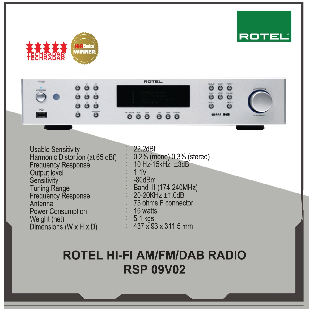 Jual Rotel RT09 V02 Hi-Fi AM/FM/DAB Radio Tuner - BLACK | Shopee Indonesia