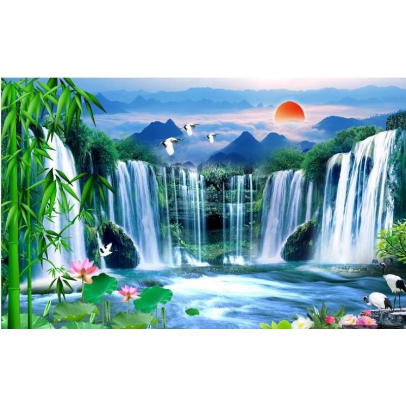 Jual Poster Cetak, PEMANDANGAN ALAM AIR TERJUN, Ukuran JUMBO, 100x70cm ...