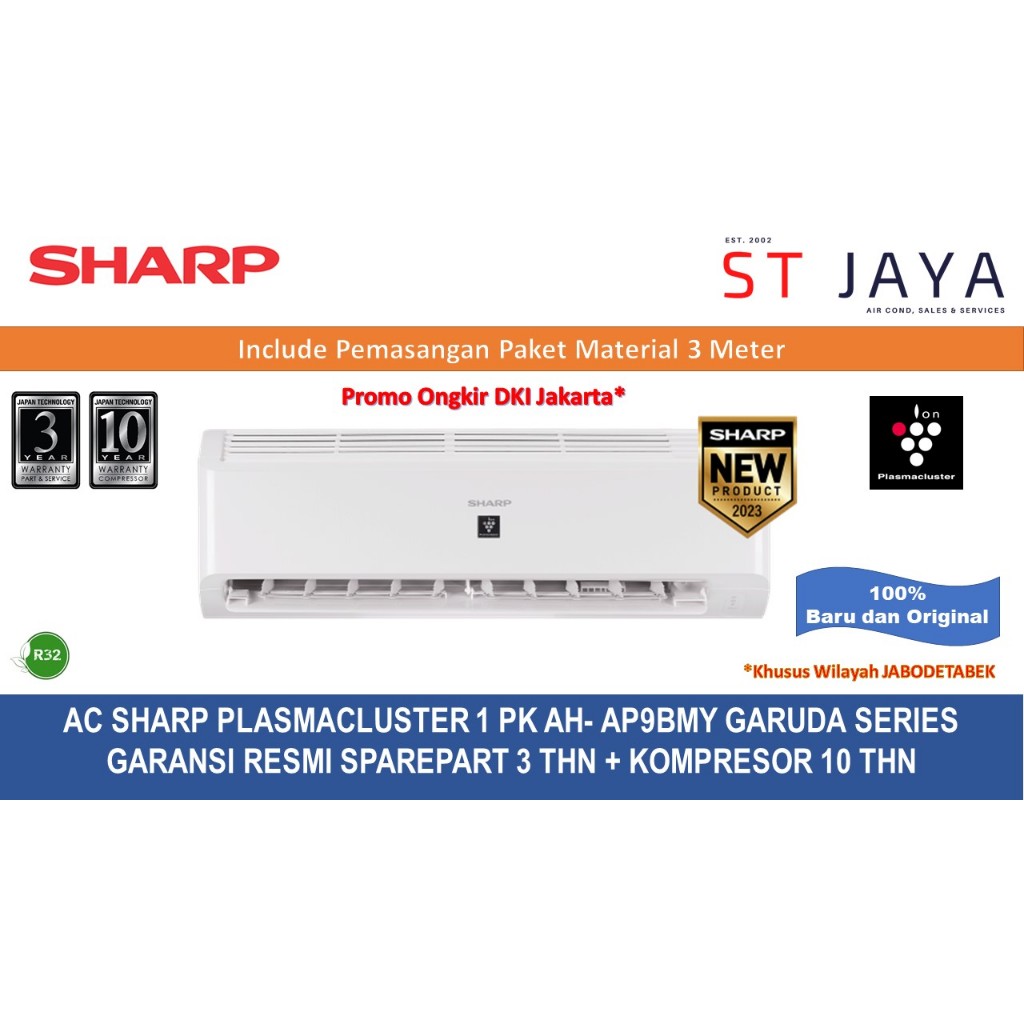 Jual +PASANG AC Sharp Plasmacluster 1PK 1 PK AH-AP9BMY | Shopee Indonesia