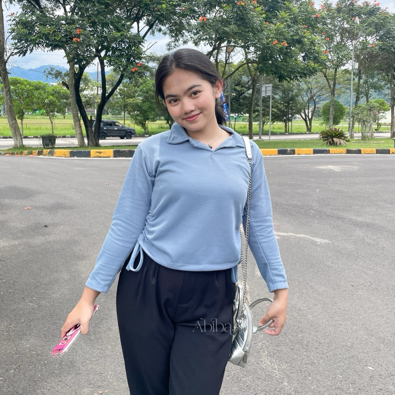 Jual Polo Crop Serut / Crop Serut Kerah Wanita / Abiba Fashion Store ...
