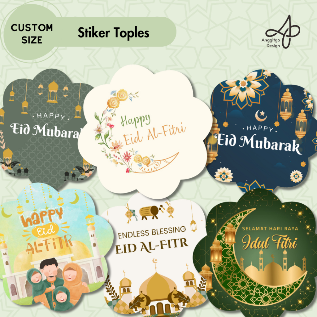 Jual Sticker Stiker Label Toples Idul Fitri Lebaran Eid Mubarak Stiker ...