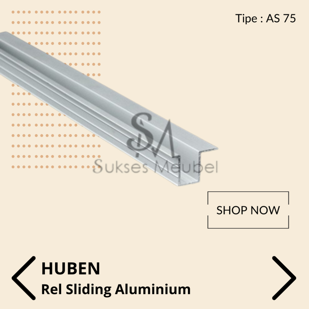 Jual HUBEN Rel Aluminium 3 Meter AS - 75 | Rel Sliding Lemari Aluminium HUBEN | Shopee Indonesia