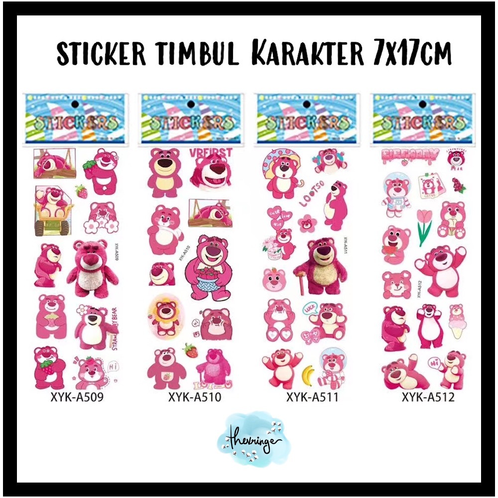 Jual STICKER TIMBUL KARAKTER Stiker Anak Perempuan Sanrio Kuromi Lotso ...