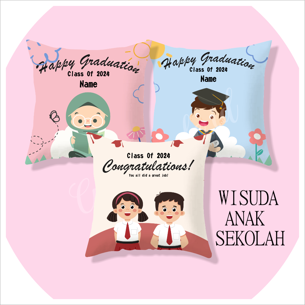 Jual Bantal Wisuda Sekolah TK SD SMP SMA 25x25cm - Bantal Custom - Kado ...