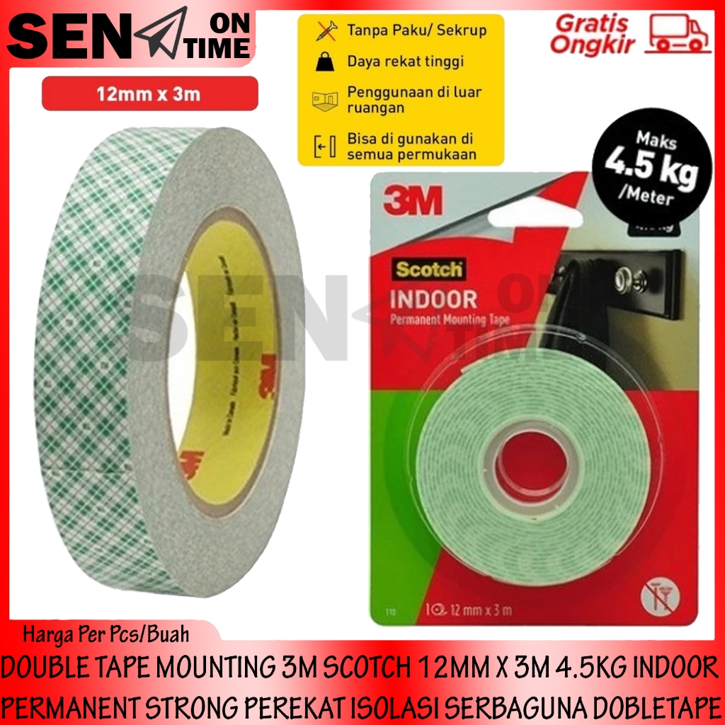 Jual Isolasi 3m Double Tape Scotch Mounting 12mm X 3m 4.5kg Indoor ...