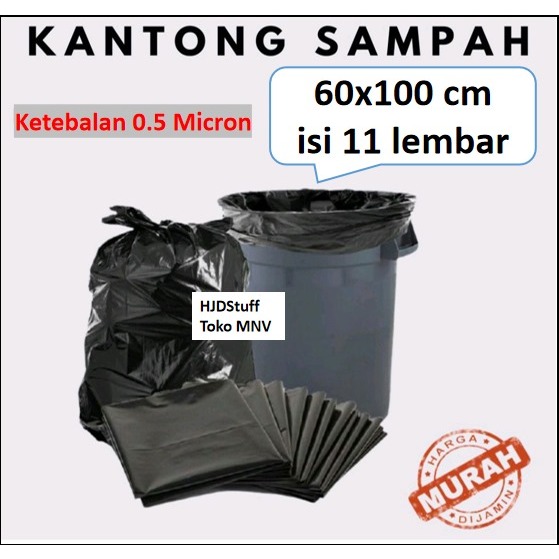 Jual UK 60x100 kantong plastik sampah trash bag hitam tebal | Shopee Indonesia
