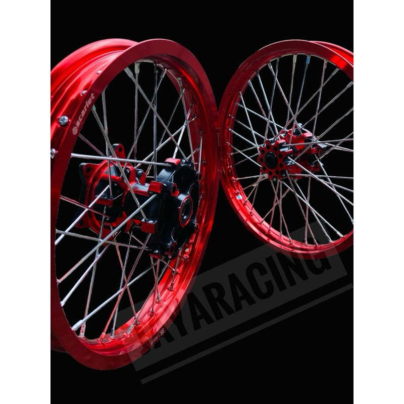 Jual VELG SET FUL SCARLET SUPERMOTO HEREX SUREX RING 17 CRF KLX ...