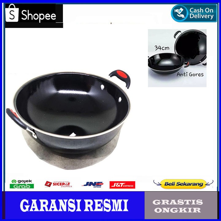 Jual WAJAN ENAMEL 34CM/WAJAN 2 KUPING/WAJAN HITAM ANTI LENGKET ...
