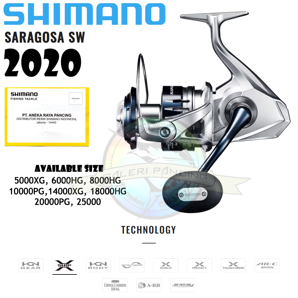 Jual Reel Pancing Shimano Saragosa 5000XG 6000HG 8000HG 10000PG 14000XG 18000HG 20000PG 25000 ...