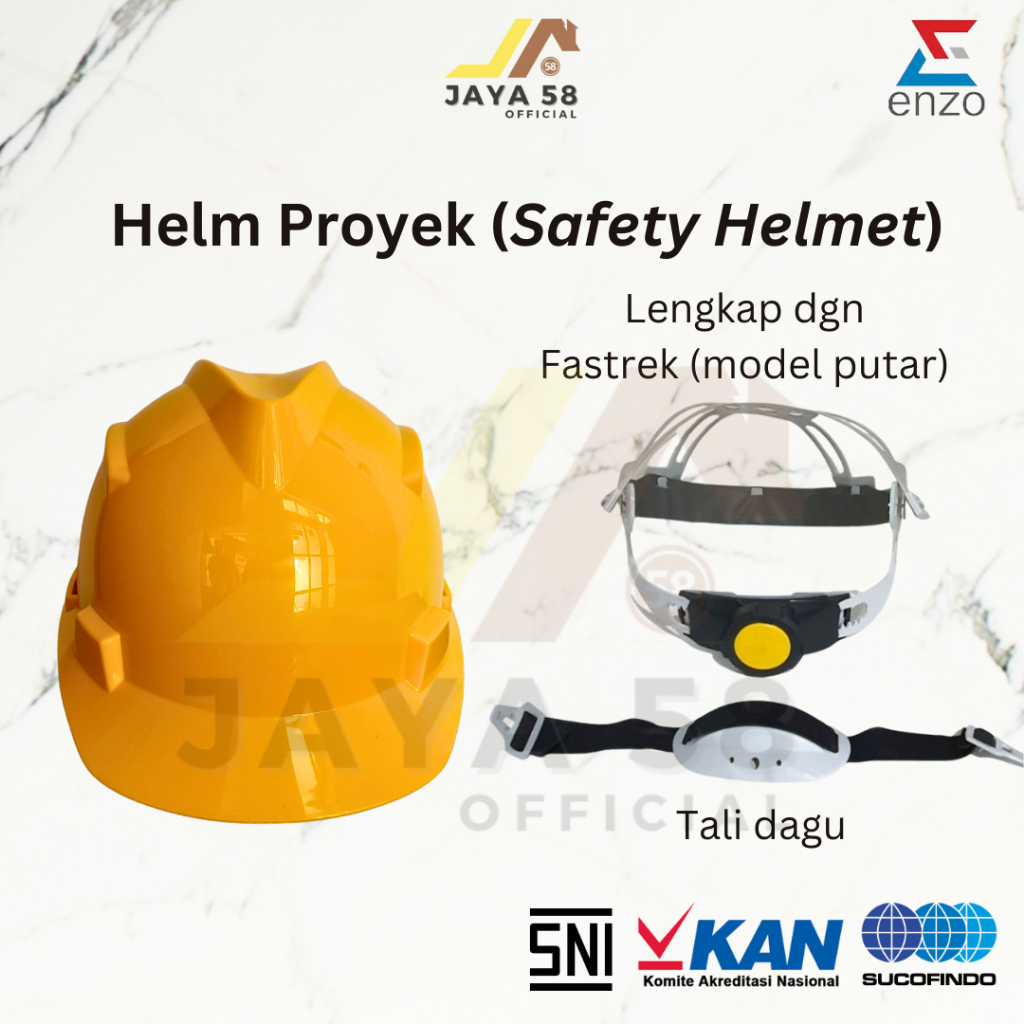 Jual ENZO Helm Proyek Safety Helmet SNI Fastrack Tali Dagu Model Putar ...