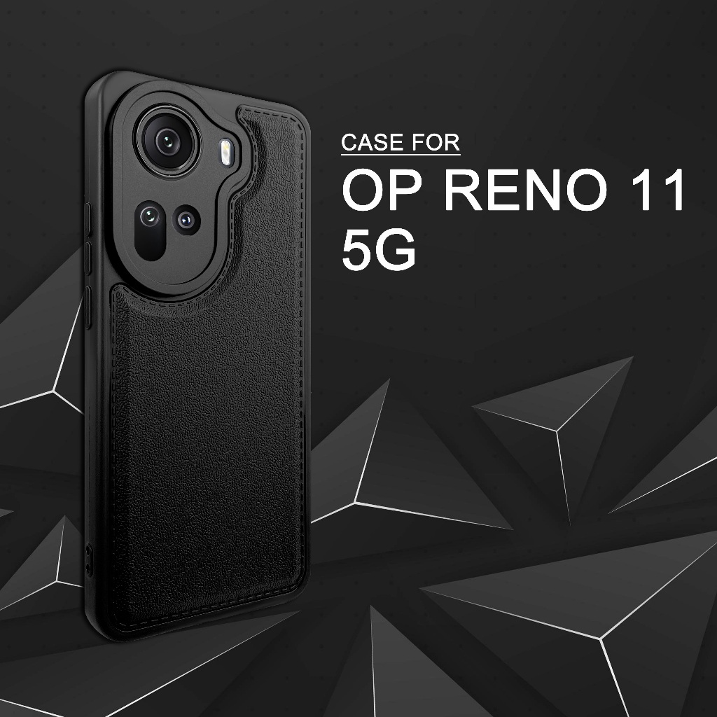 Jual Oppo Reno 11 5G Case Softcase LEATHER BLACK CAMERA PROTECTION Case ...