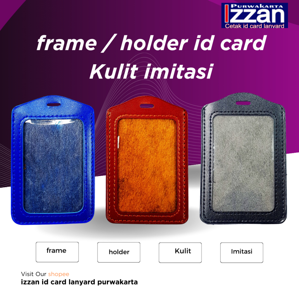 Jual holder id card kulit wadah kartu idcard kulit imitasi warna warni ...