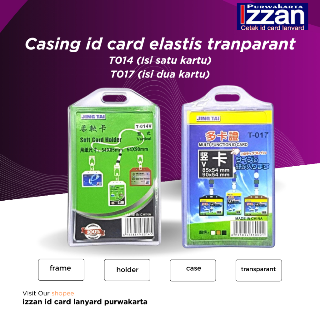 Jual casing id card elastis transaparan T014 (1kartu) T017 (2 kartu ...
