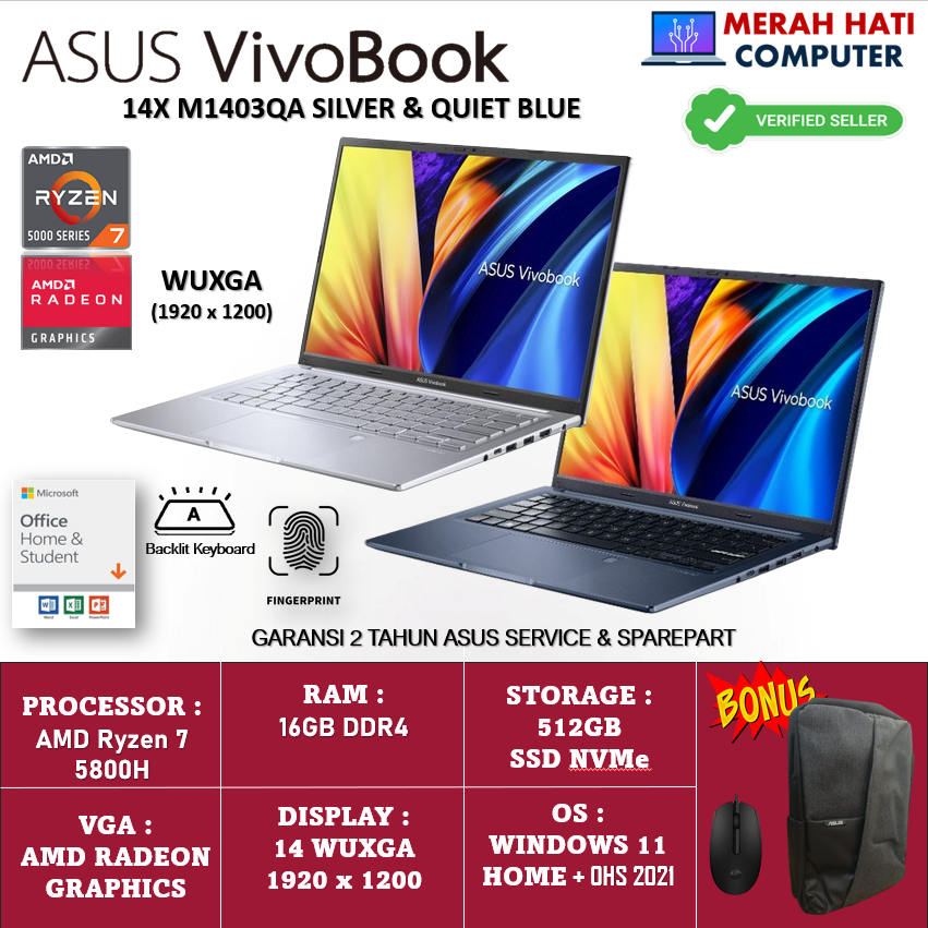 Jual Laptop Gaming Asus Vivobook 14X M1403QA AMD RYZEN 7 5800H RAM 16GB ...