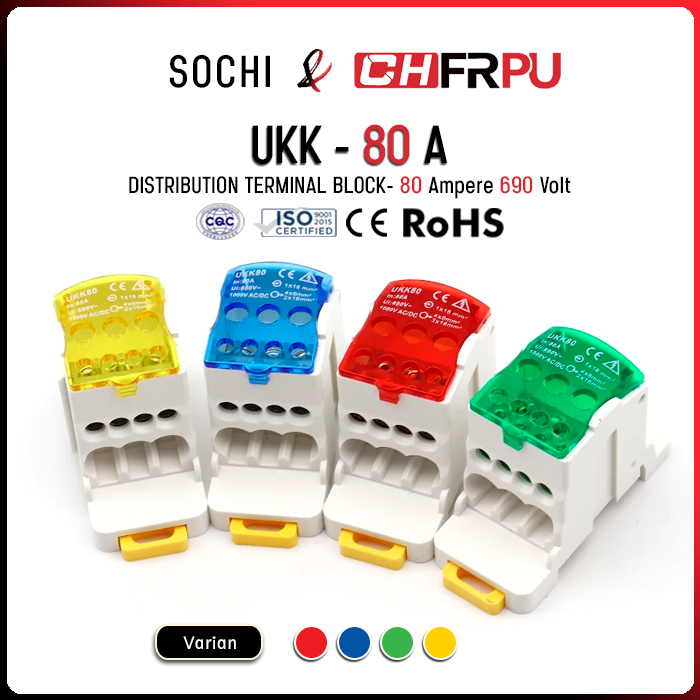 Jual CHFRPU - UKK 80 A Distribution Terminal Block 1 in 6 Out | Shopee ...