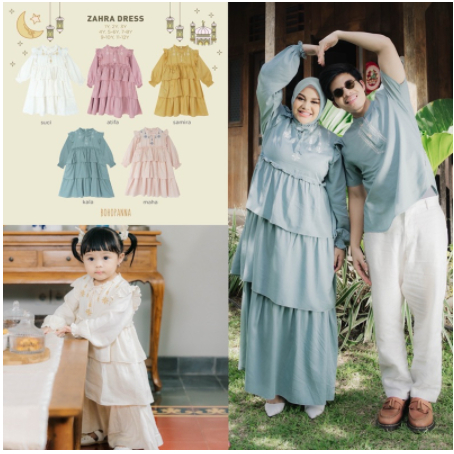 Jual Bohopanna ZAHRA DRESS Mom, Baby & Girl 0-12thn / Family Set Lebaran Couple Raya | Shopee ...
