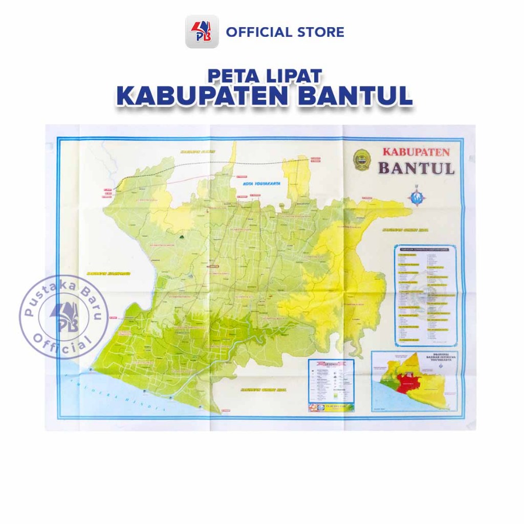 Jual Peta Kabupaten Bantul / Peta Lipat Lembaran Kabupaten Bantul / Mas ...