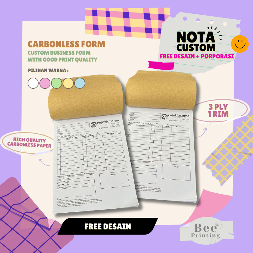 Jual CETAK NOTA ( BON KWITANSI ) CUSTOM 3 PLY 1 RIM NCR | FREE DESAIN ...