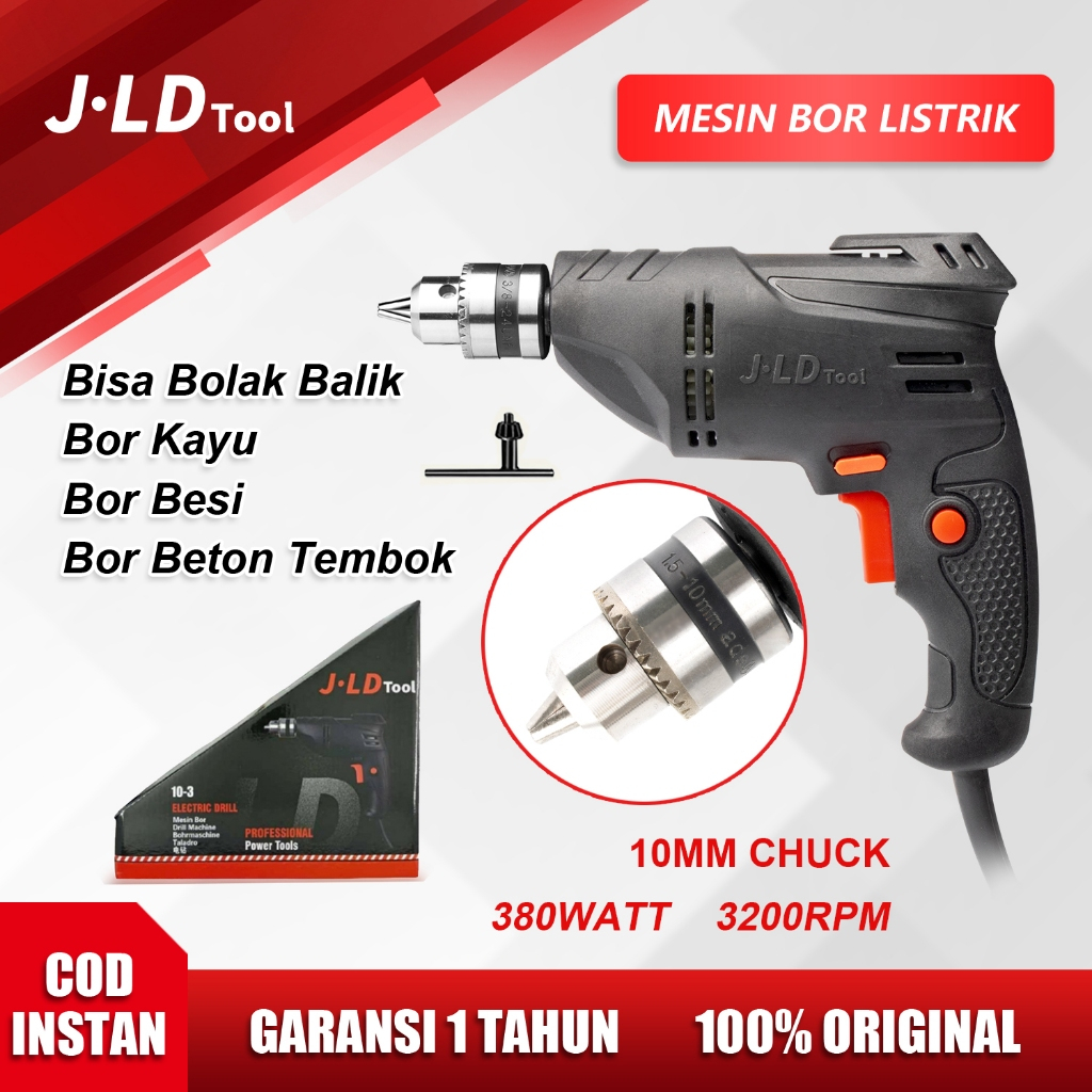 Jual JLD Mesin bor listrik 10mm Bor bolak balik 380W bor tangan listrik ...