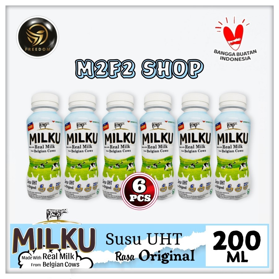 Jual Susu MILKU Original Premium Belgian Cow UHT Botol Pet - 200 ml ...
