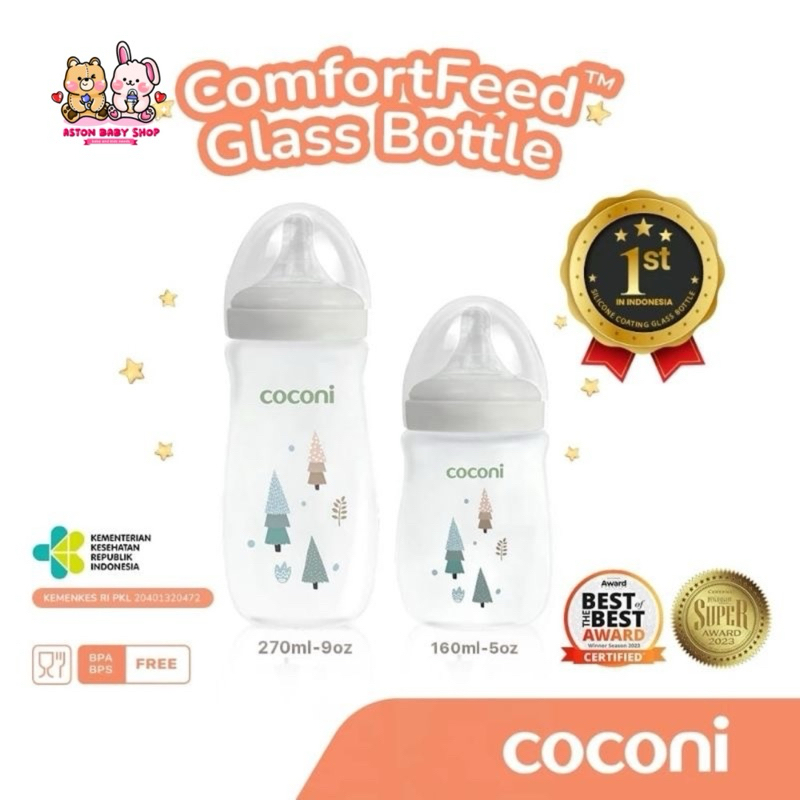 Jual Coconi ComfortFeed Glass Bottle Silicone Coating / Botol Susu Kaca ...