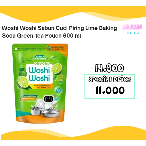 Jual Woshi Woshi Sabun Cuci Piring Lime Baking Soda Green Tea Pouch 600 ...