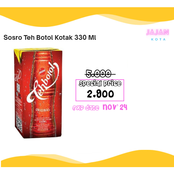 Jual Teh Botol Sosro Kotak 330 ml | Shopee Indonesia