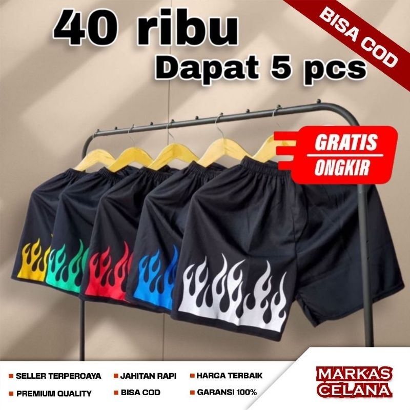 Jual Celana Boxer Pendek Pria Wanita / Motif Api 5 pcs 50 ribu | Shopee ...