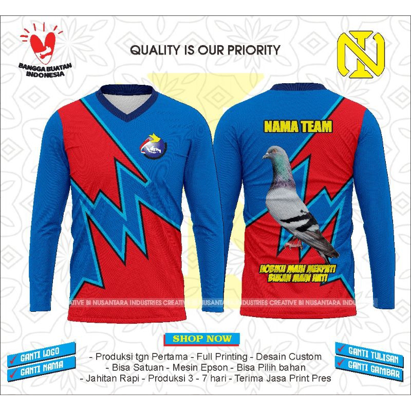 Jual jersey merpati merah biru custom full printing | Shopee Indonesia