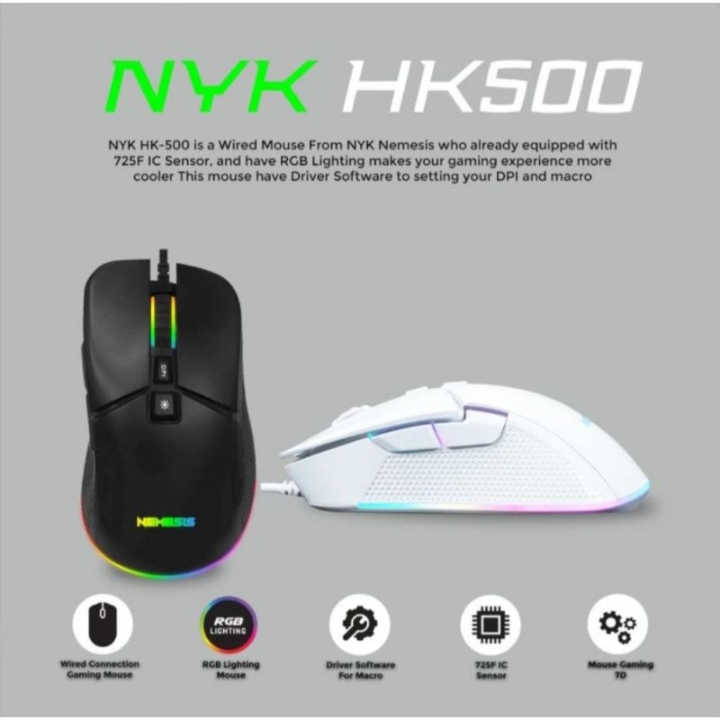 Jual NYK MOUSE GAMING USB HK500 RGB | Shopee Indonesia