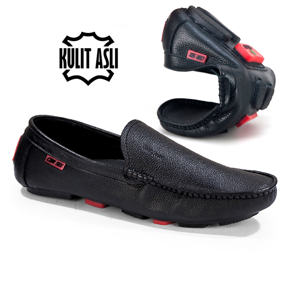 Jual Sepatu kasual mokasin pria kulit warna hitam sol karet super ...