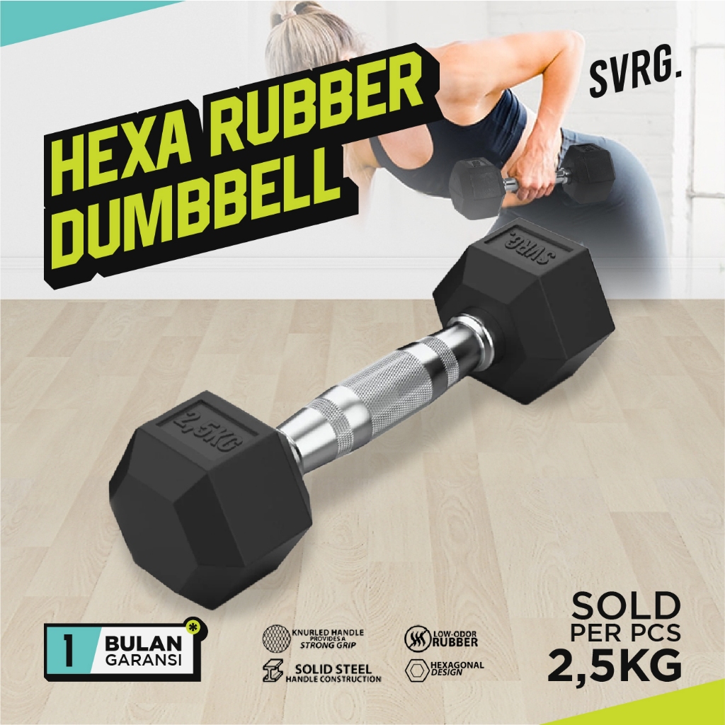 Jual SVRG. Hexagonal Dumbbell - 2,5 KG - Hexagon Rubber Dumbell Barbell | Shopee Indonesia