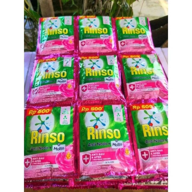 Jual Rinso Detergen cair ECER 500rupiah 1 Renceng isi 12pcs | Shopee ...