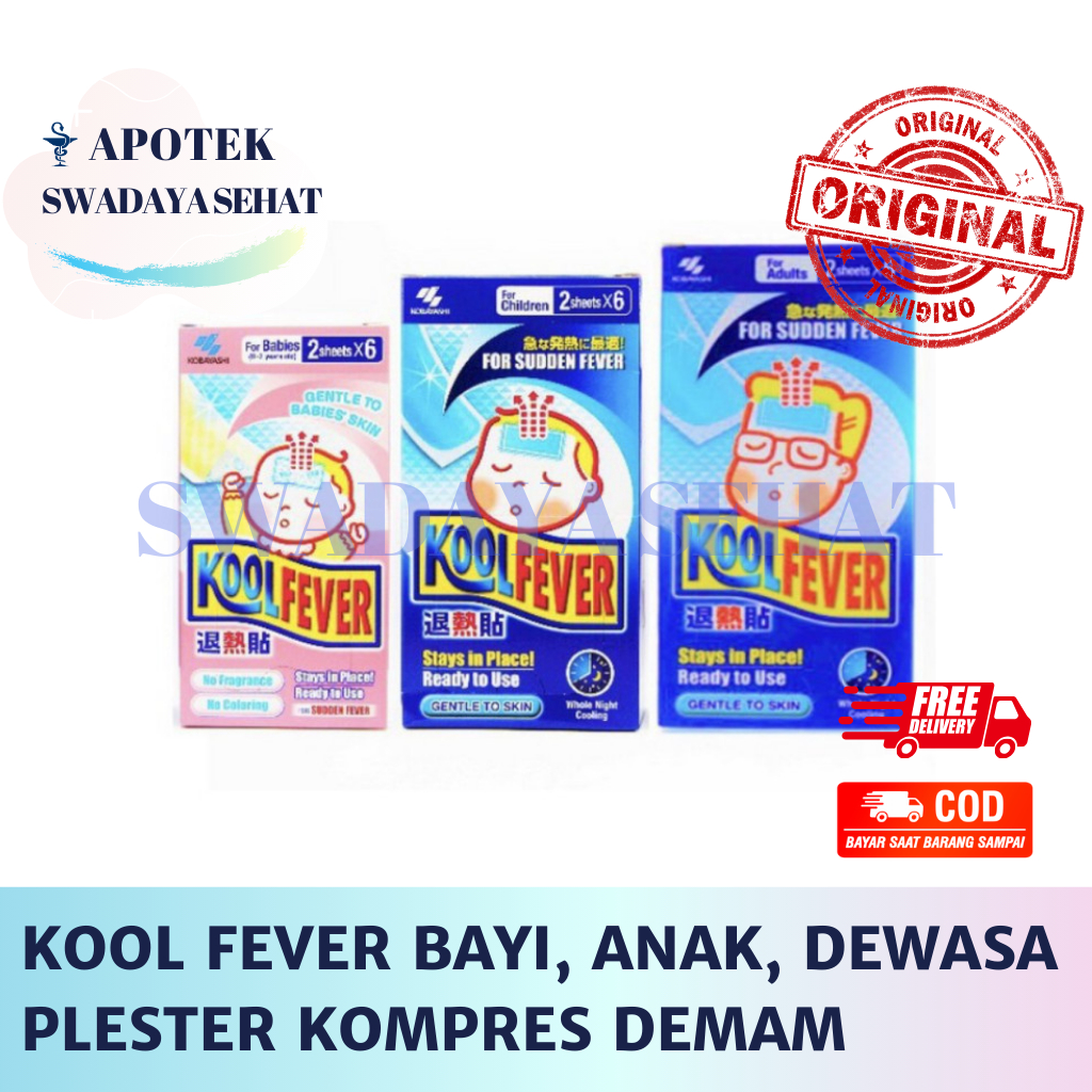 Jual KOOL FEVER Bayi Anak Dewasa 1 Lembar - Plester Kompres Demam Bye Fever - Penurun Panas ...