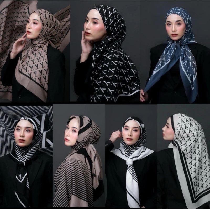 Jual Telaris Hijab LY LV Monogram pattern srafct jilbab voal brand ...