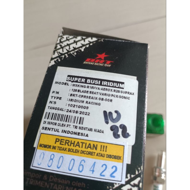 Jual BUSI IRIDIUM BRT CPR9EAIX MX KING R15 VVA AEROX R25 NMAX N MAX SUPRA X 125 KARISMA KIRANA ...