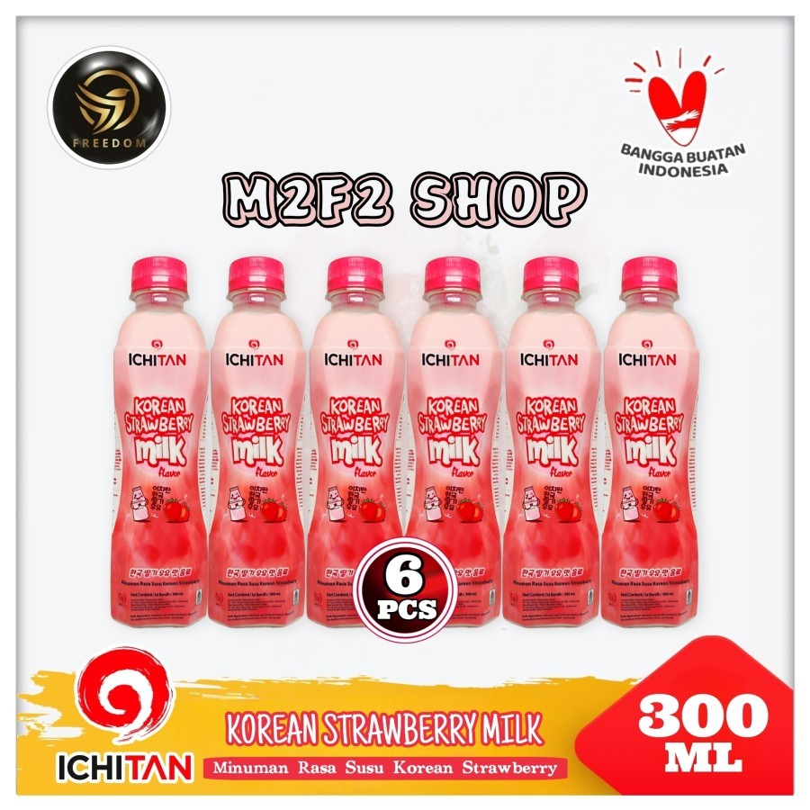 Jual Ichitan Korean Strawberry Flavored Milk | Stroberi Susu Botol Pet - 300 ml (Kemasan 6 Pcs ...