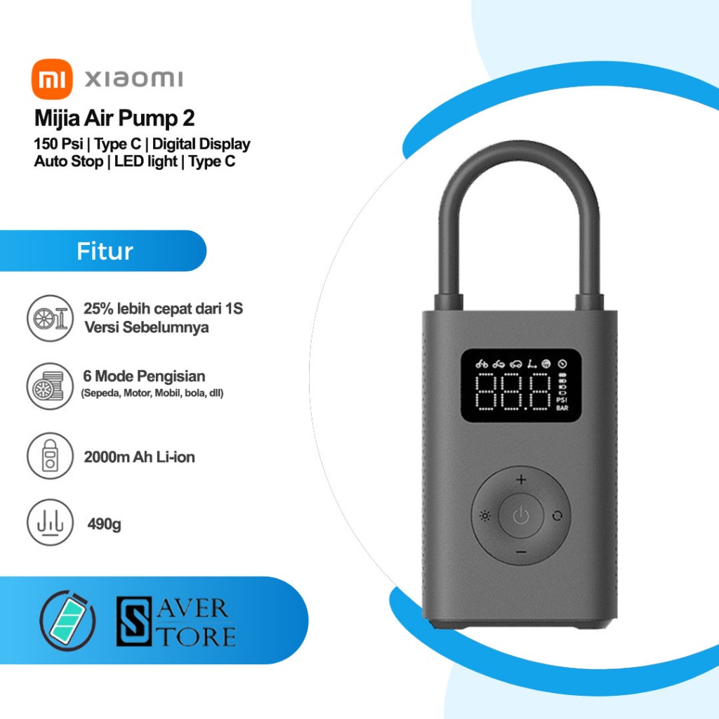 Jual mijia Pompa Ban Angin Elektrik / mi Smart air Pump Digital ...