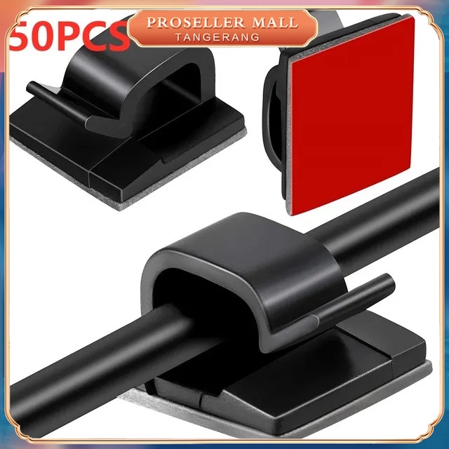Jual 50 Buah Klem Kabel Tempel Dinding Bahan PA66 Penjepit Kabel ...