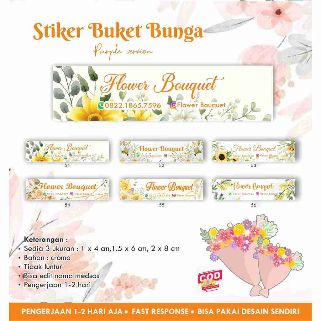 Jual [145 pcs] Stiker Bunga / Buket / Bouquet / Flower ORANGE version ...