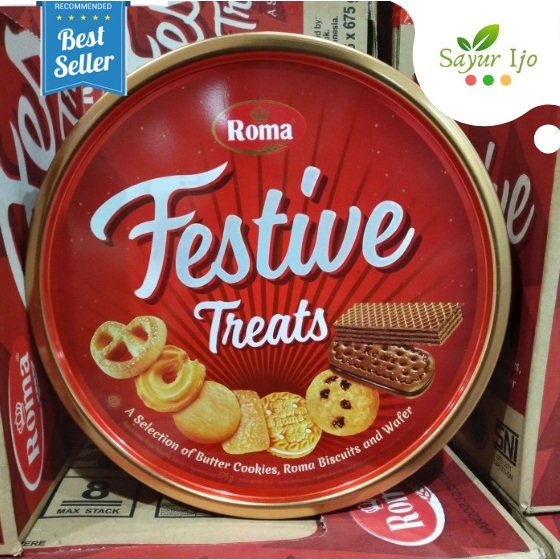 Jual ROMA Biskuit Festive Treats 675 Gram / Kaleng Biscuit Wafer Butter ...
