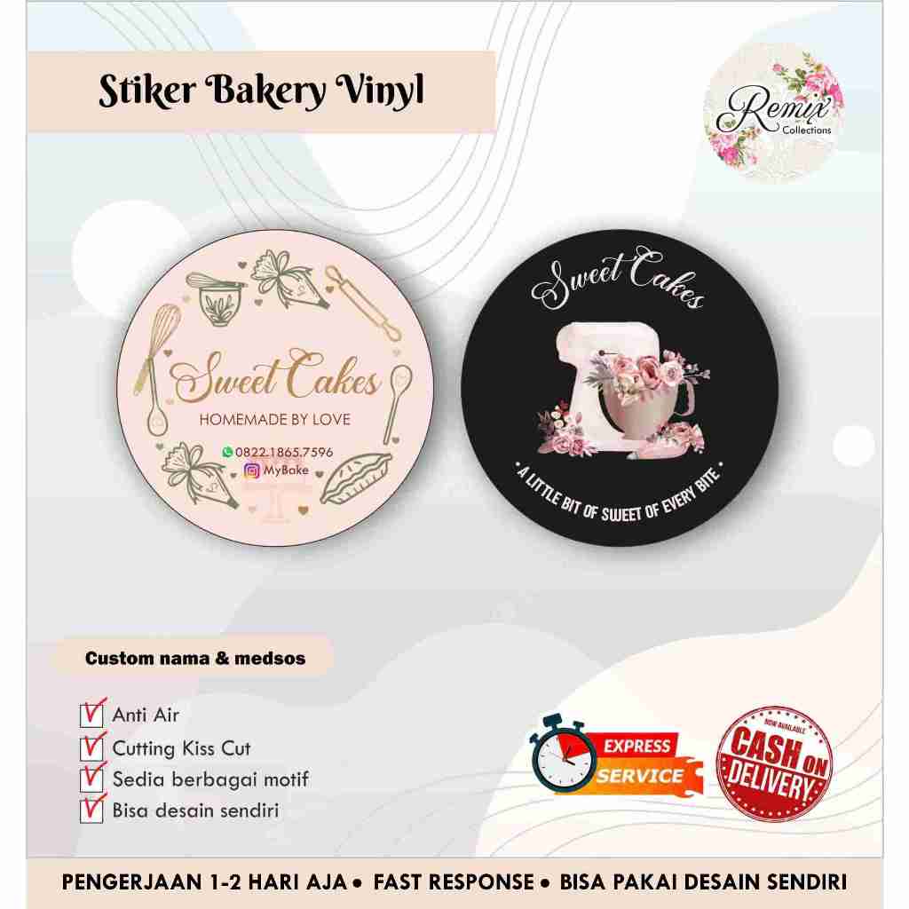 Jual [170 pcs] STIKER VINYL BAKERY BULAT /LABEL KEMASAN MAKANAN MINUMAN ...