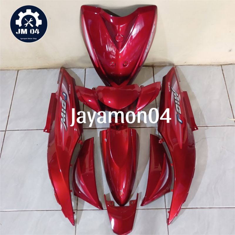 Jual Cover body full halus motor yamaha mio j plus striping warna merah ...