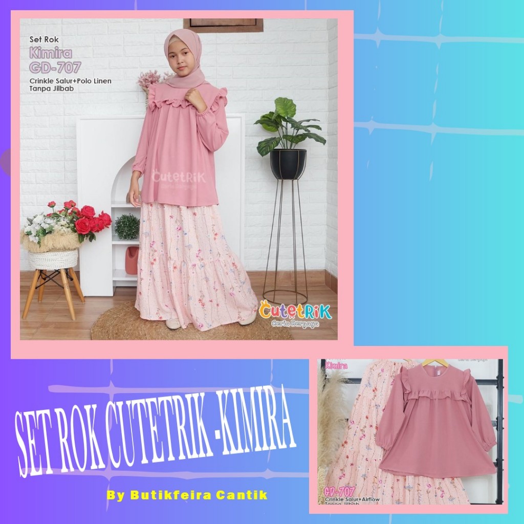 Jual Baju lebaran anak cutetrik model setelan rok panjang usia 8-12 ...