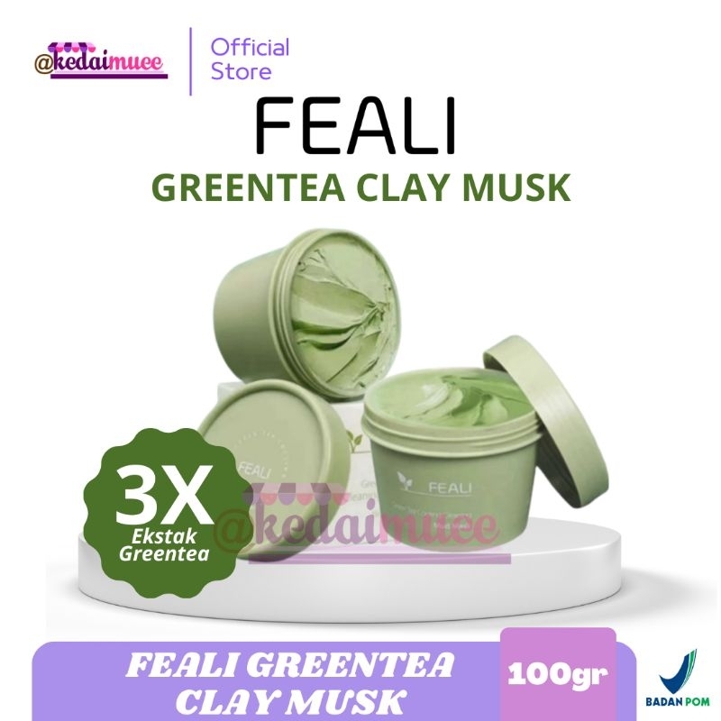 Jual [BPOM] FEALI Green Tea Clay Mask Masker Wajah Green Tea Pore Clean ...