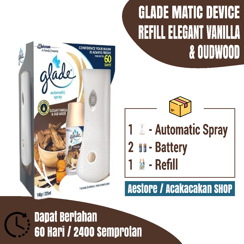 Jual Glade Matic Device + Gratis Refill Vanilla & Oudwood 225ml | Shopee Indonesia