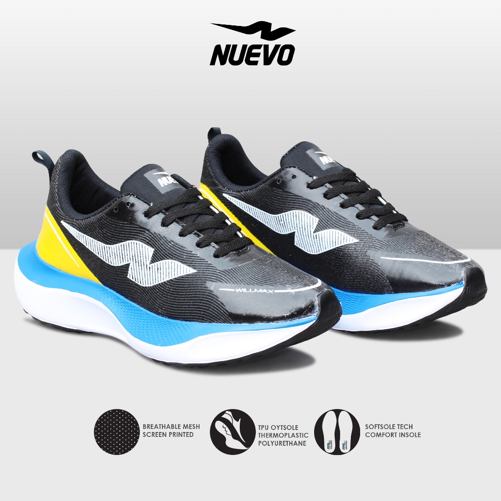 Jual NUEVO Wilmax - Sepatu Olahraga Running Pria Hitam Snekears Lari ...